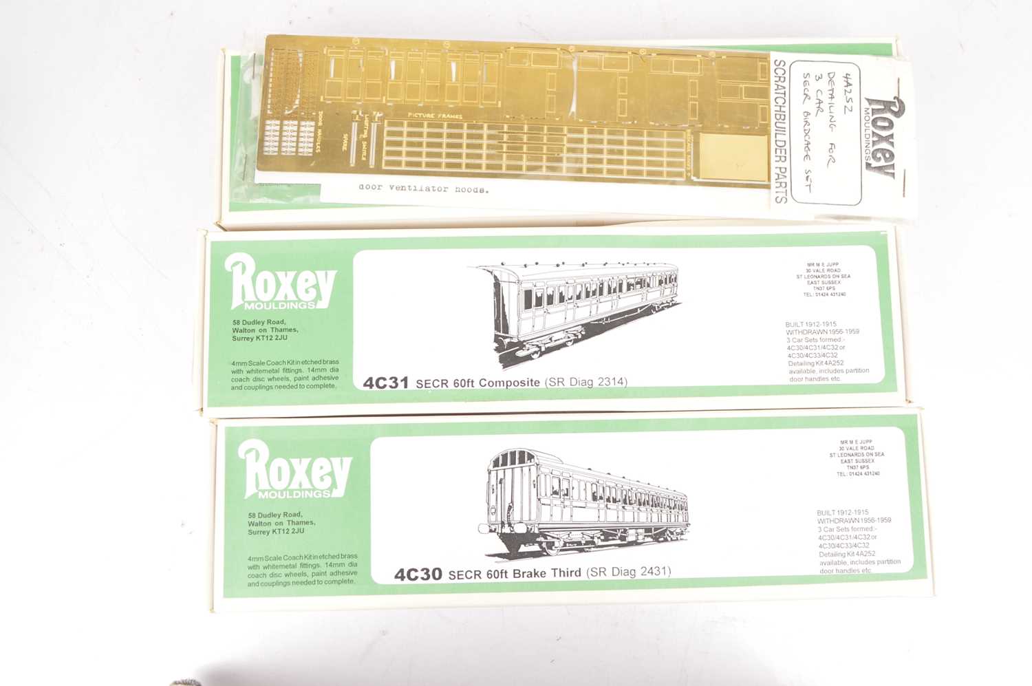 Roxey Mouldings 00 Gauge unmade SECR Birdcage Coach kits and detailing ...