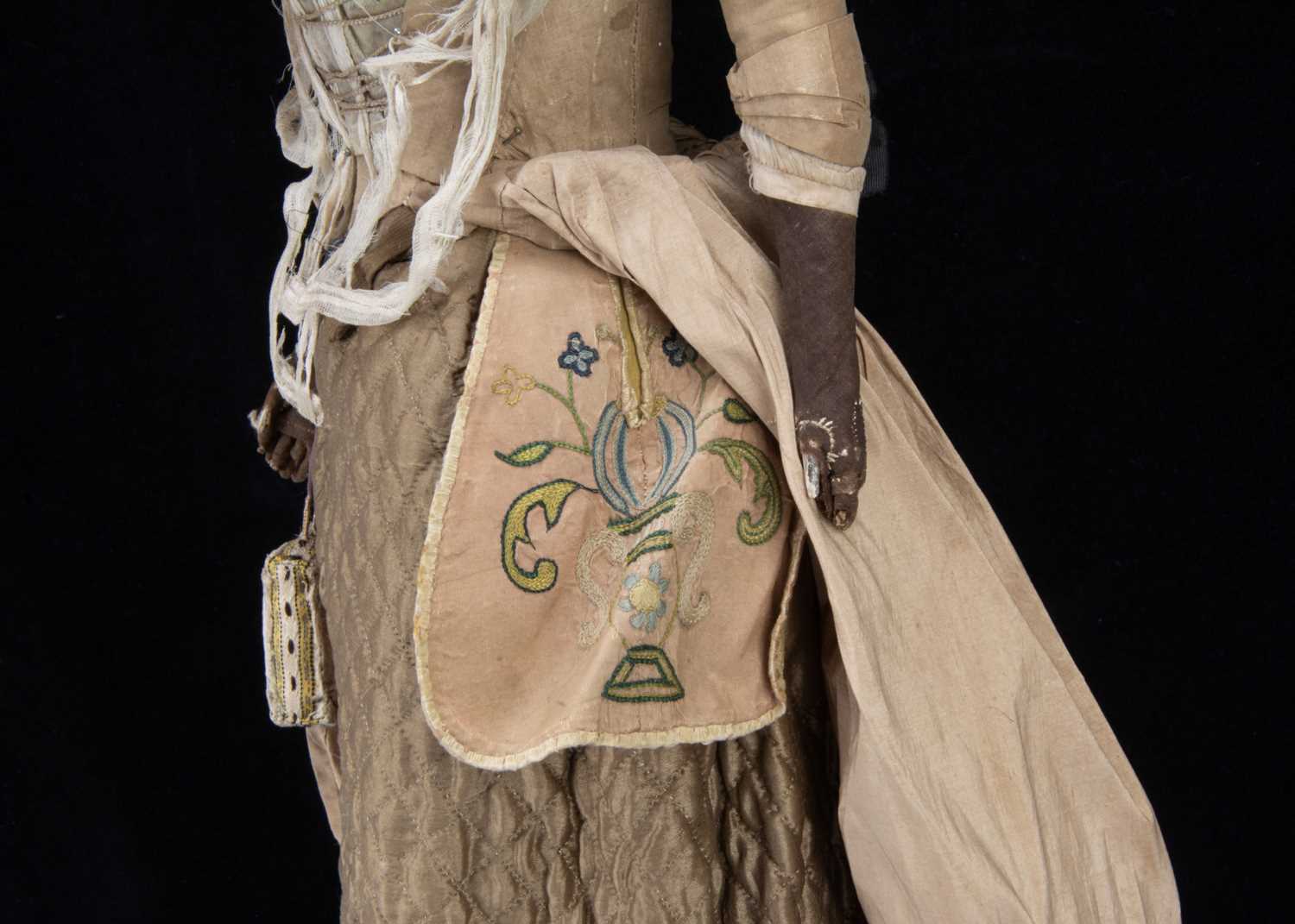 A rare and fine 1780s English wooden doll, turned and carved wooden ...