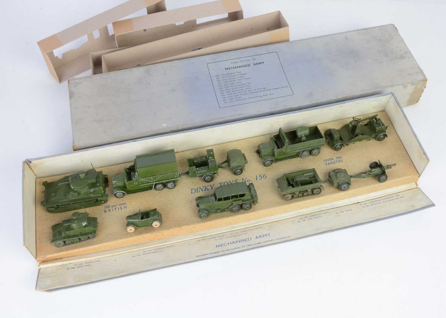 A Pre-War Dinky Toys 156 Mechanised Army Set, comprising 151a Medium ...