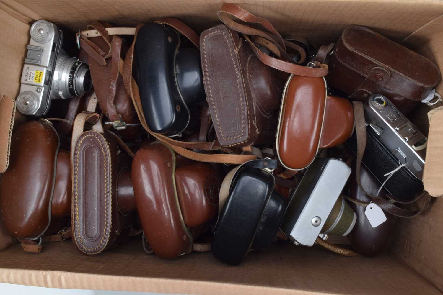 A Box of Viewfinder Cameras, manufacturers include Agfa, Voigtländer ...