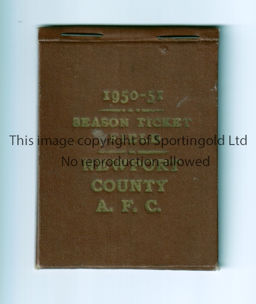 NEWPORT COUNTY 1950/1 Original season ticket book. Generally good
