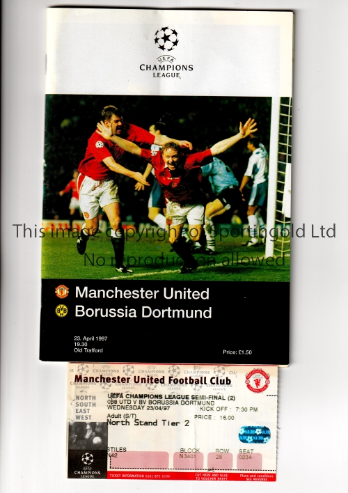 MANCHESTER UNITED Programme and ticket for the home Champions League ...