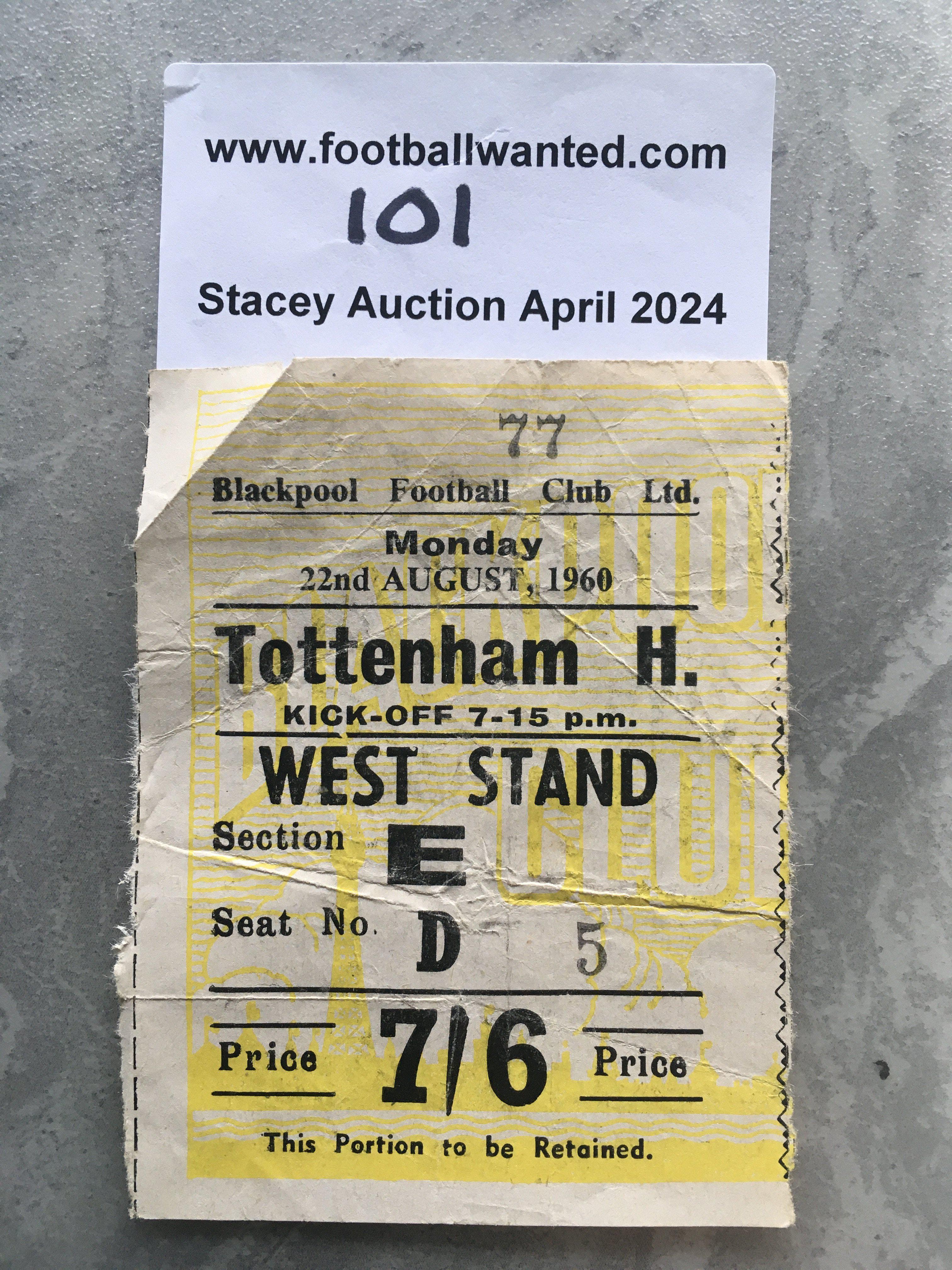60/61 Blackpool v Tottenham Football Ticket: Incredibly rare Spurs ...