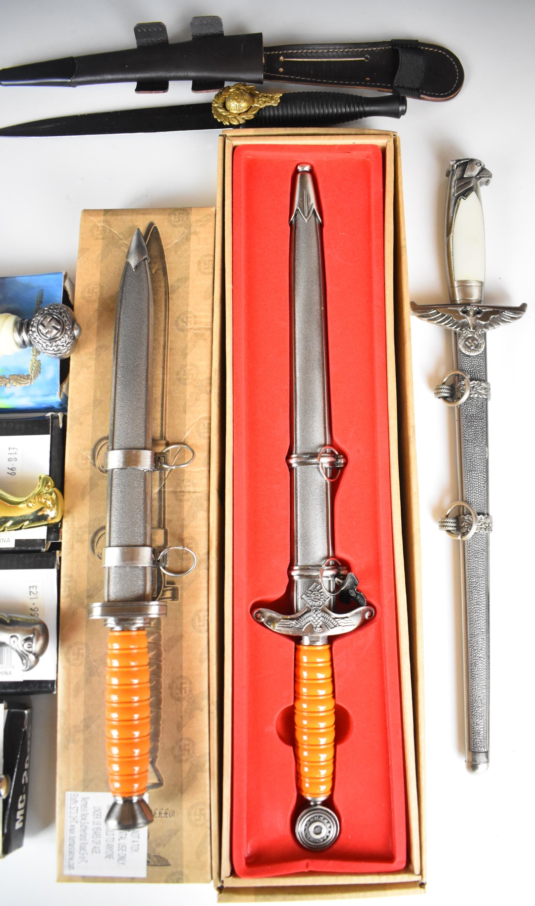 Ten replica knives / daggers including Fairbairn Sykes and Nazi ...