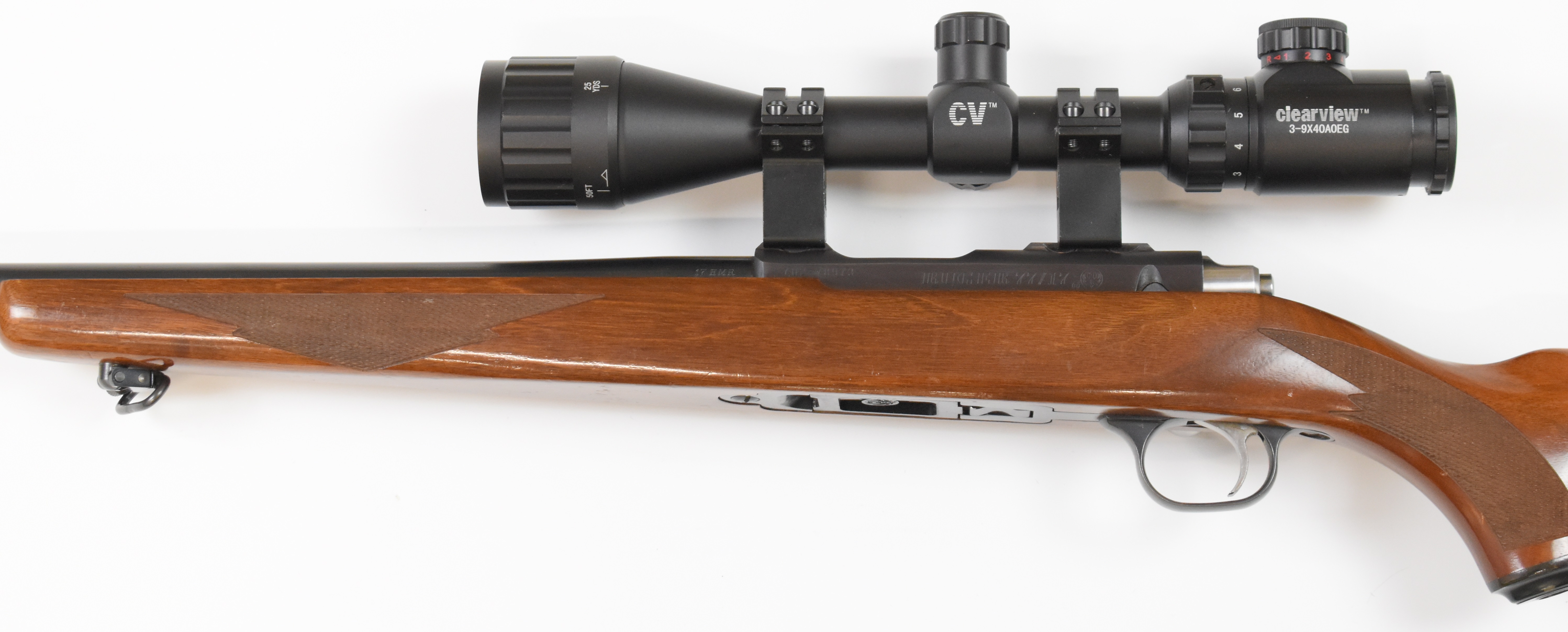 Ruger 77/17 .17 HMR bolt-action rifle with chequered semi-pistol grip ...