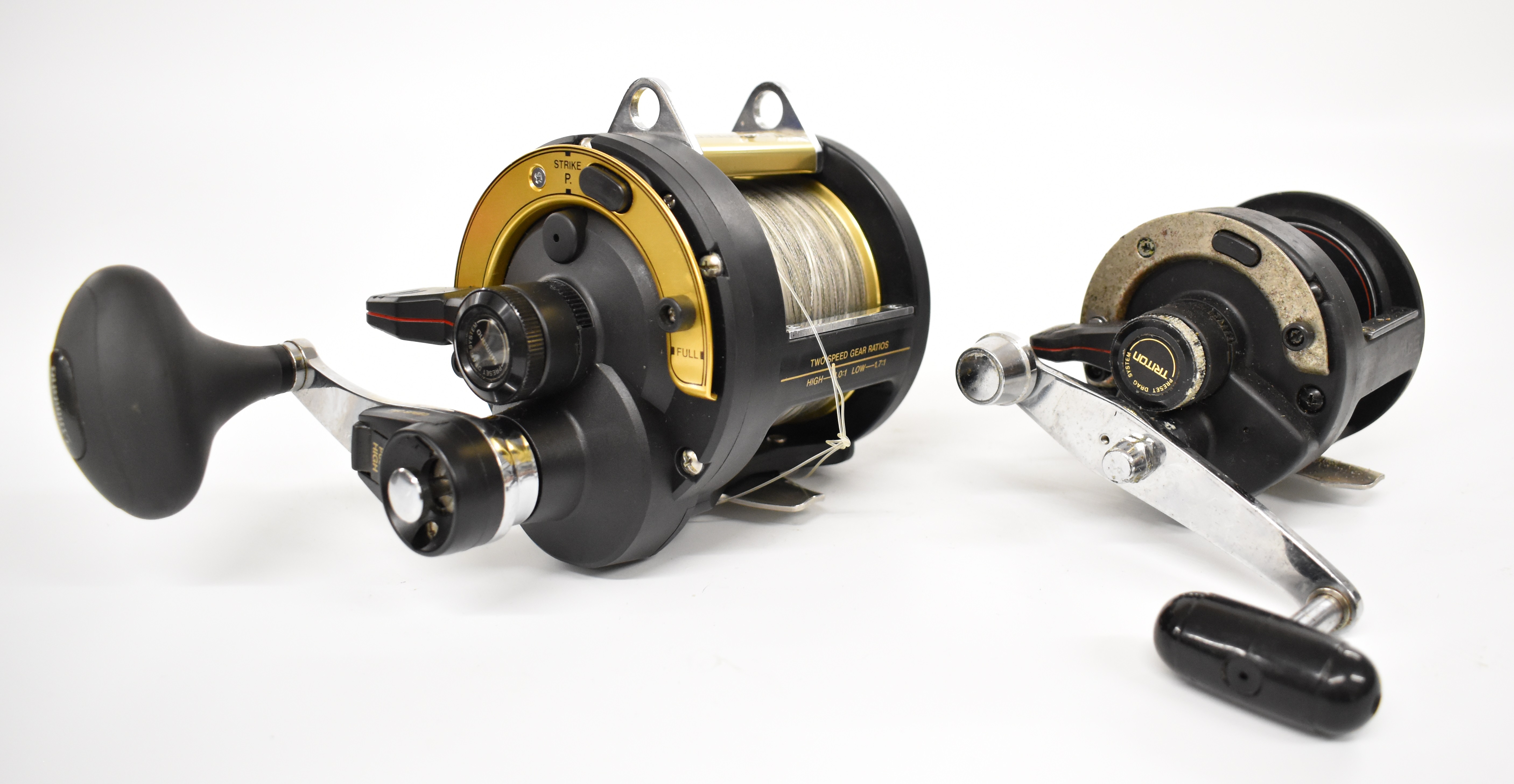 Five Shimano multiplier fishing reels comprising two TLD 5, two TLD 15 ...