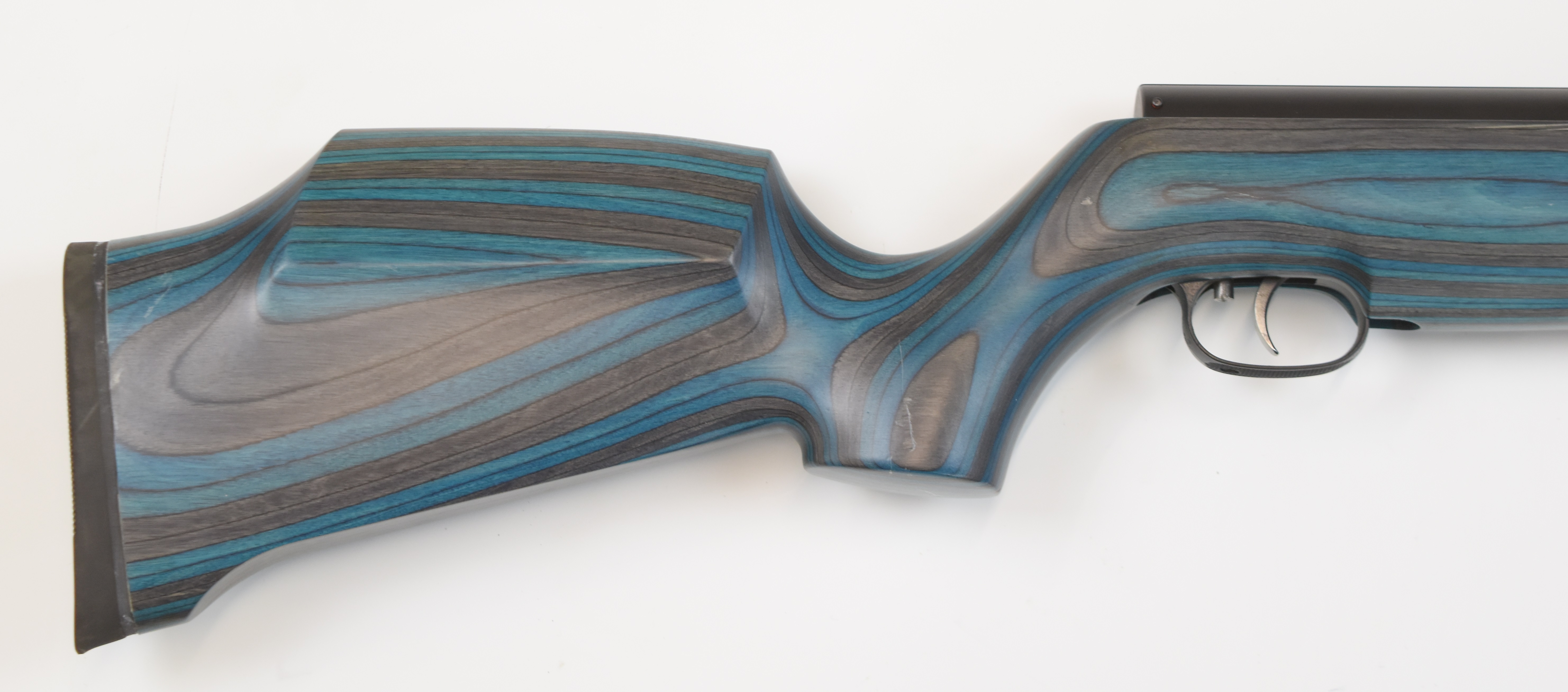 Weihrauch HW97K .177 underlever air rifle with blue laminated show wood ...
