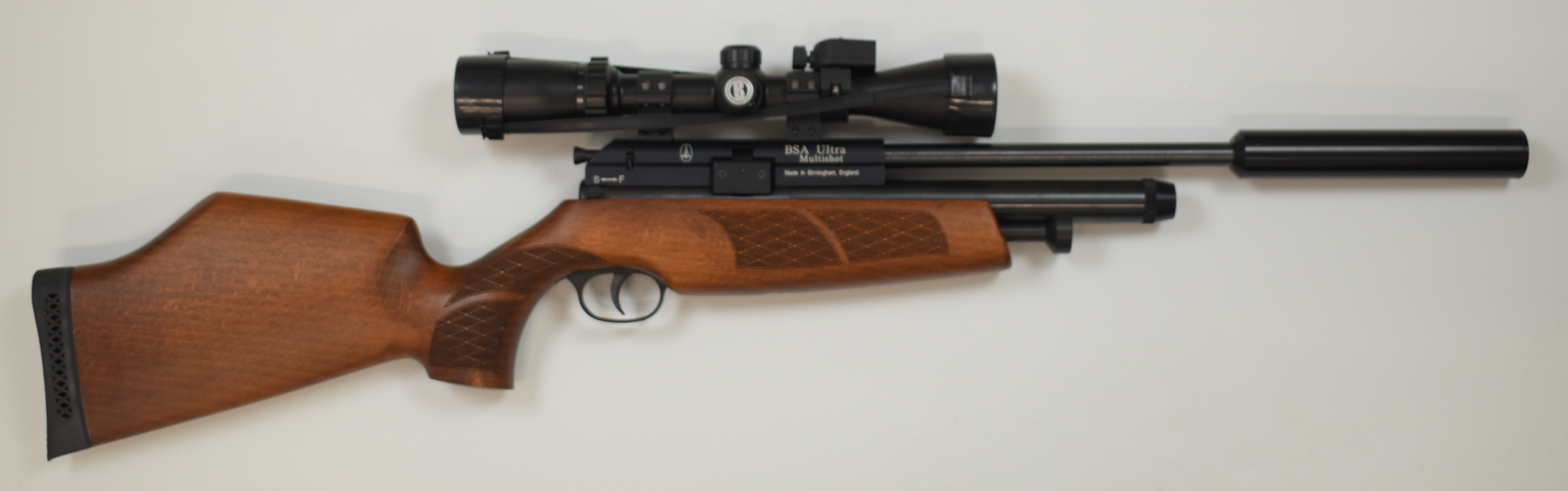 BSA Ultra Multishot .22 PCP carbine air rifle with chequered semi ...