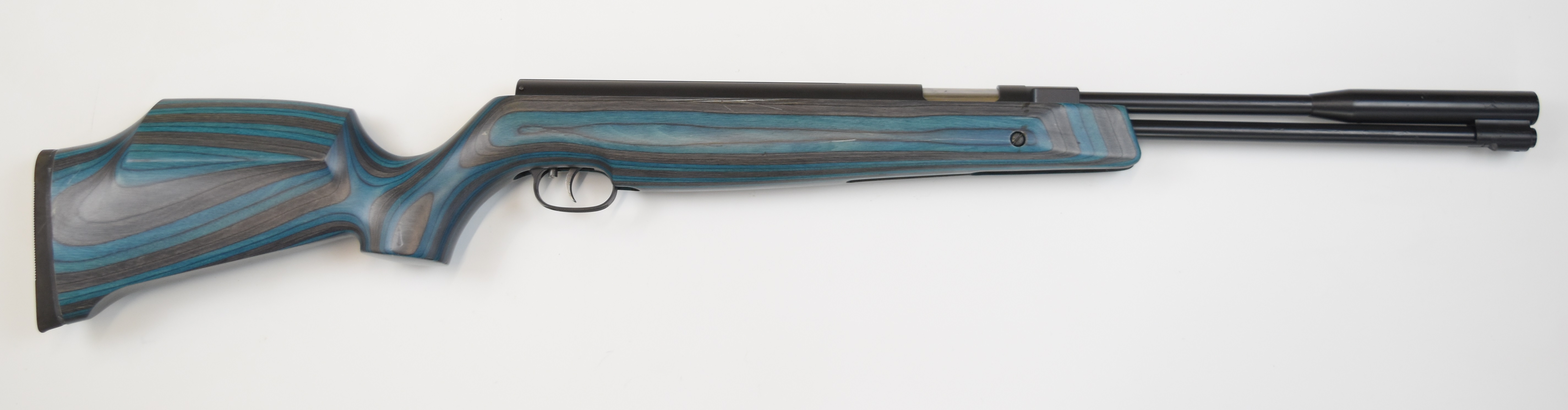 Weihrauch HW97K .177 underlever air rifle with blue laminated show wood ...