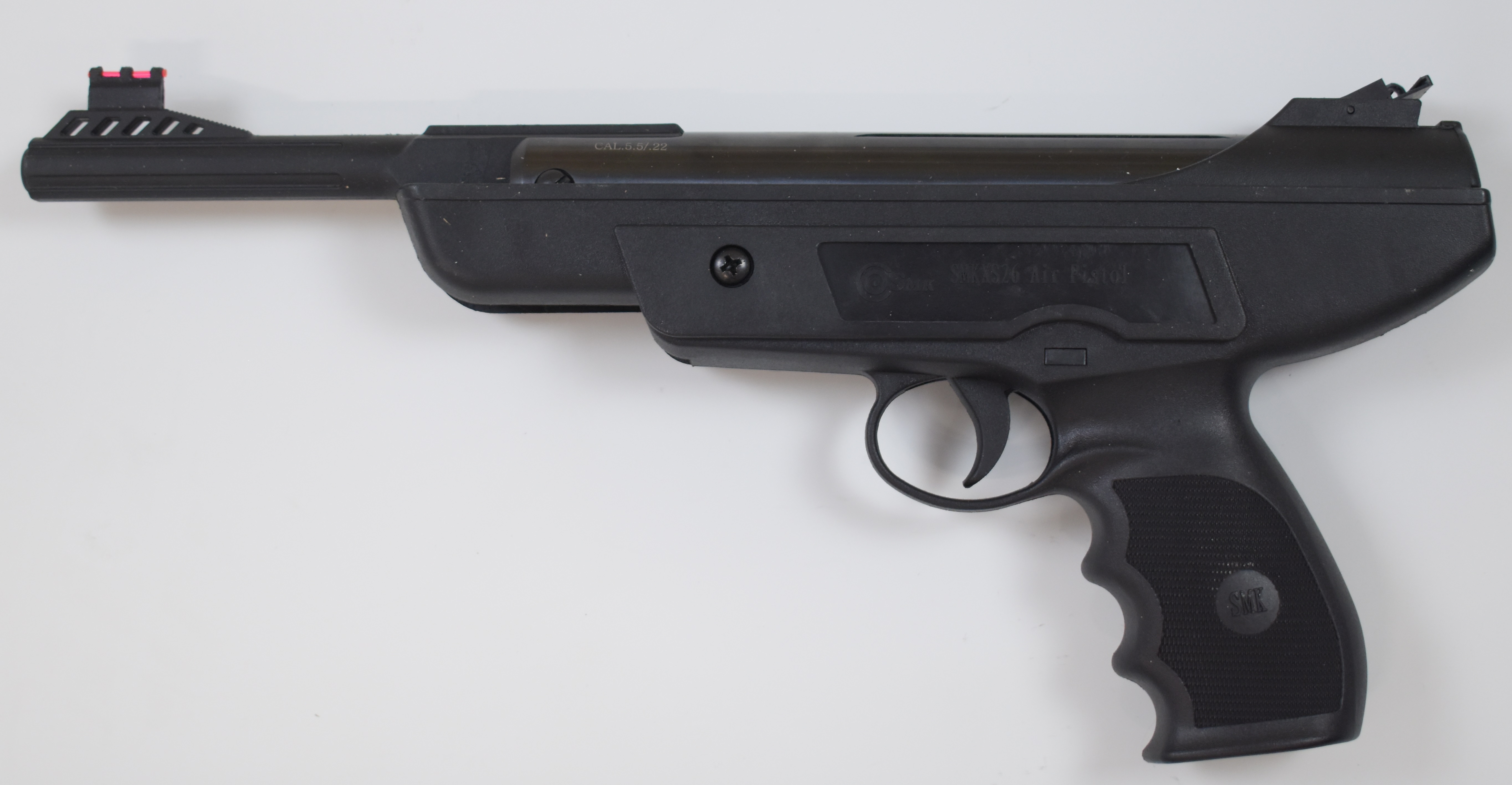 SMK XS26 .22 target air pistol with named and chequered composite grips ...