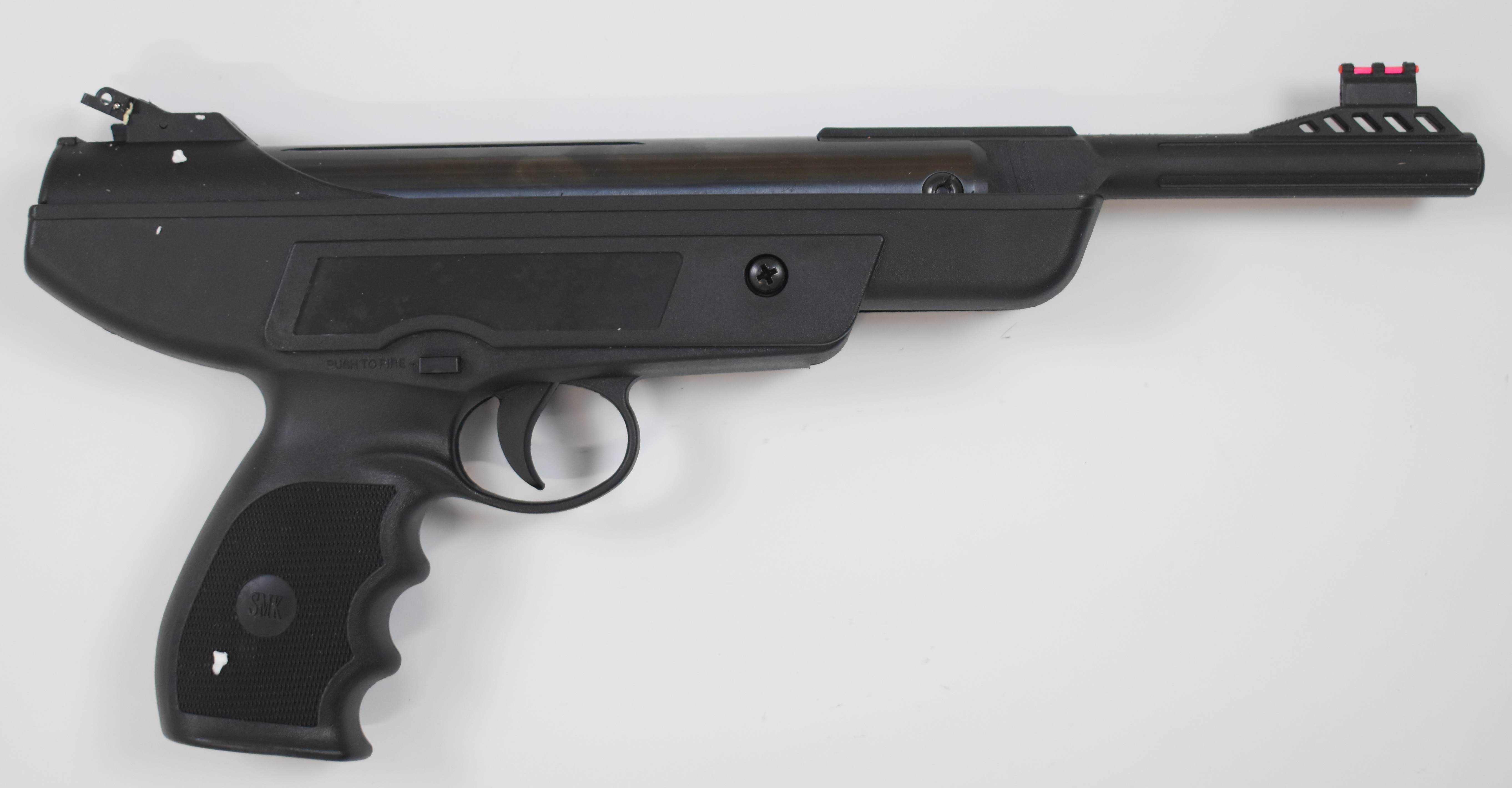 SMK XS26 .22 target air pistol with named and chequered composite grips ...