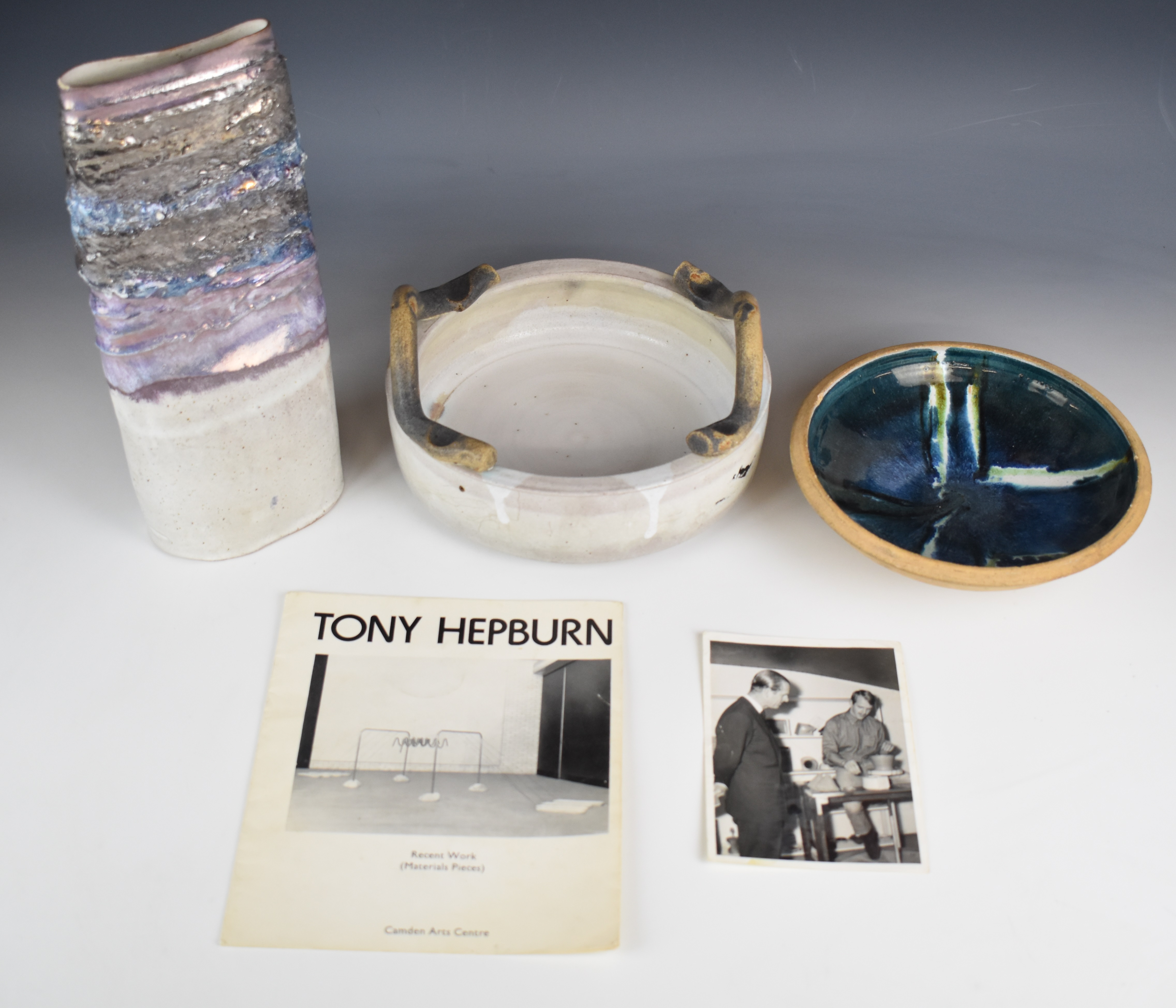 Tony Hepburn (1943-2015) twin handled stoneware bowl signed to base and ...