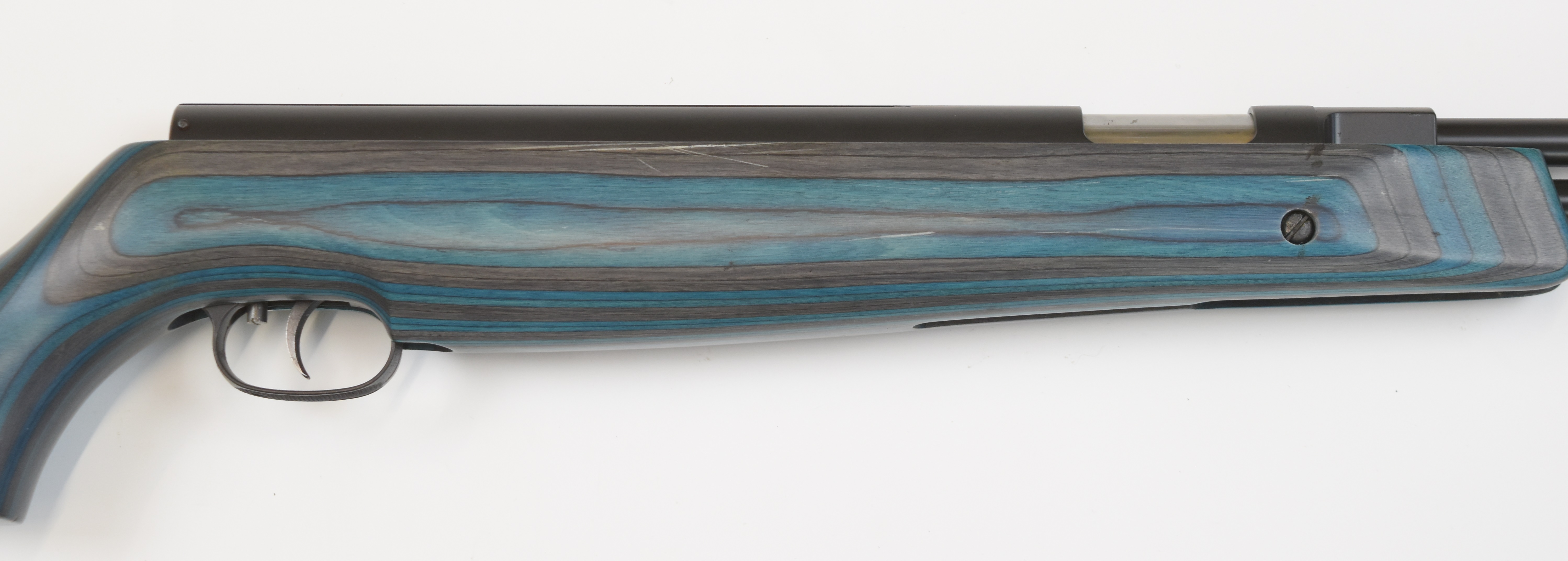Weihrauch HW97K .177 underlever air rifle with blue laminated show wood ...