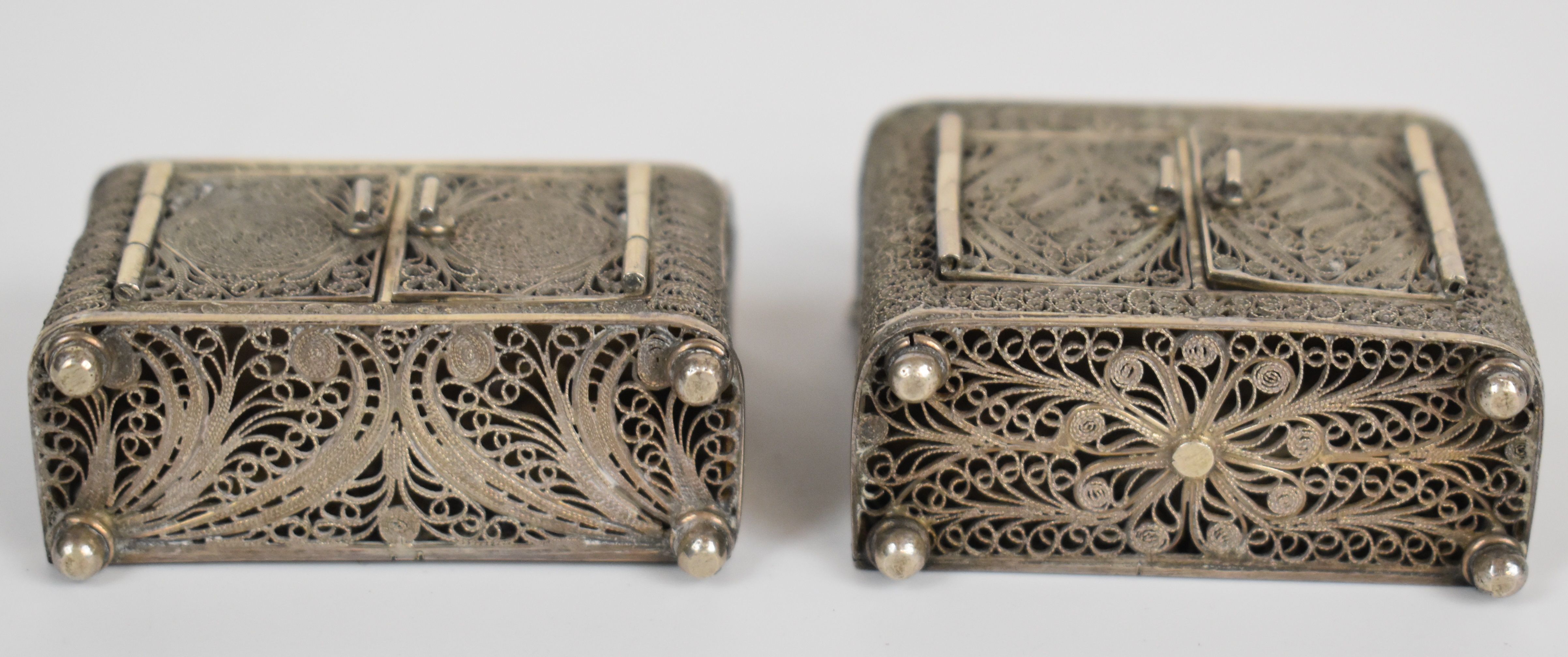 Pair of filigree silver novelty miniature or doll's house sideboards ...