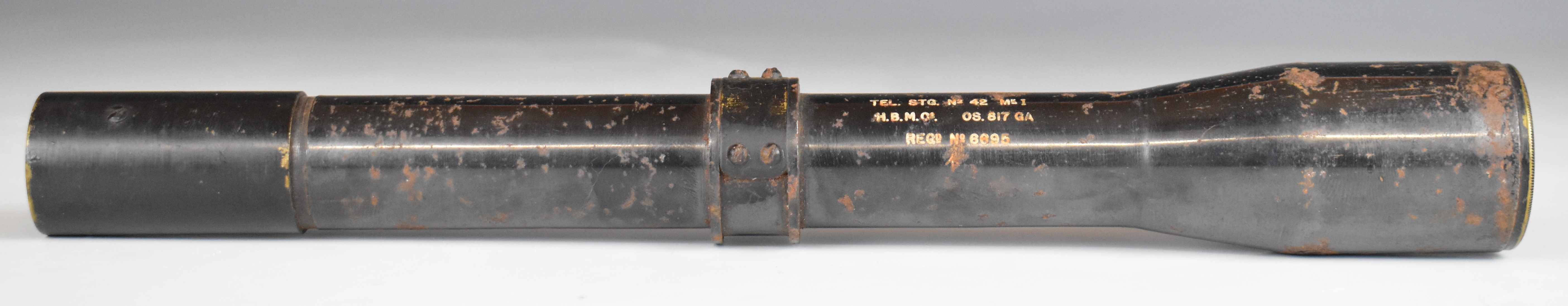 WWII No. 42 Mk I Lee-Enfield sniper rifle scope stamped 'Tel Stg No 42 ...