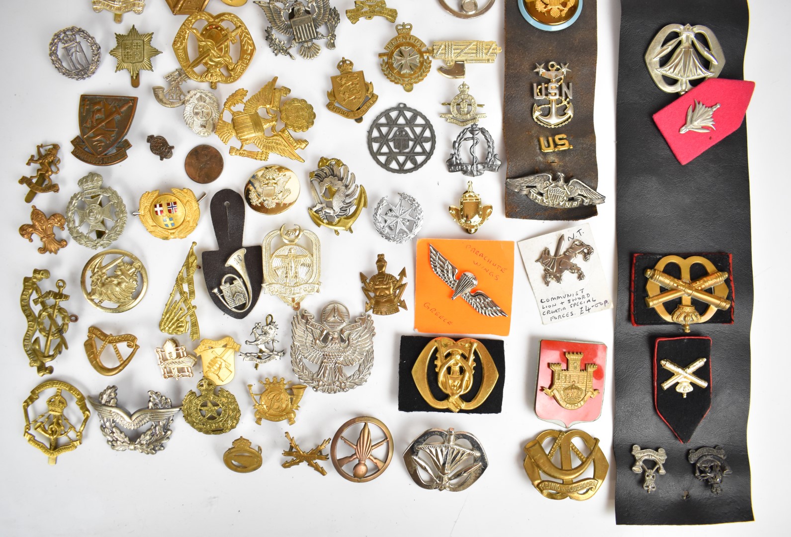 Large collection of approximately 100 overseas forces badges including ...