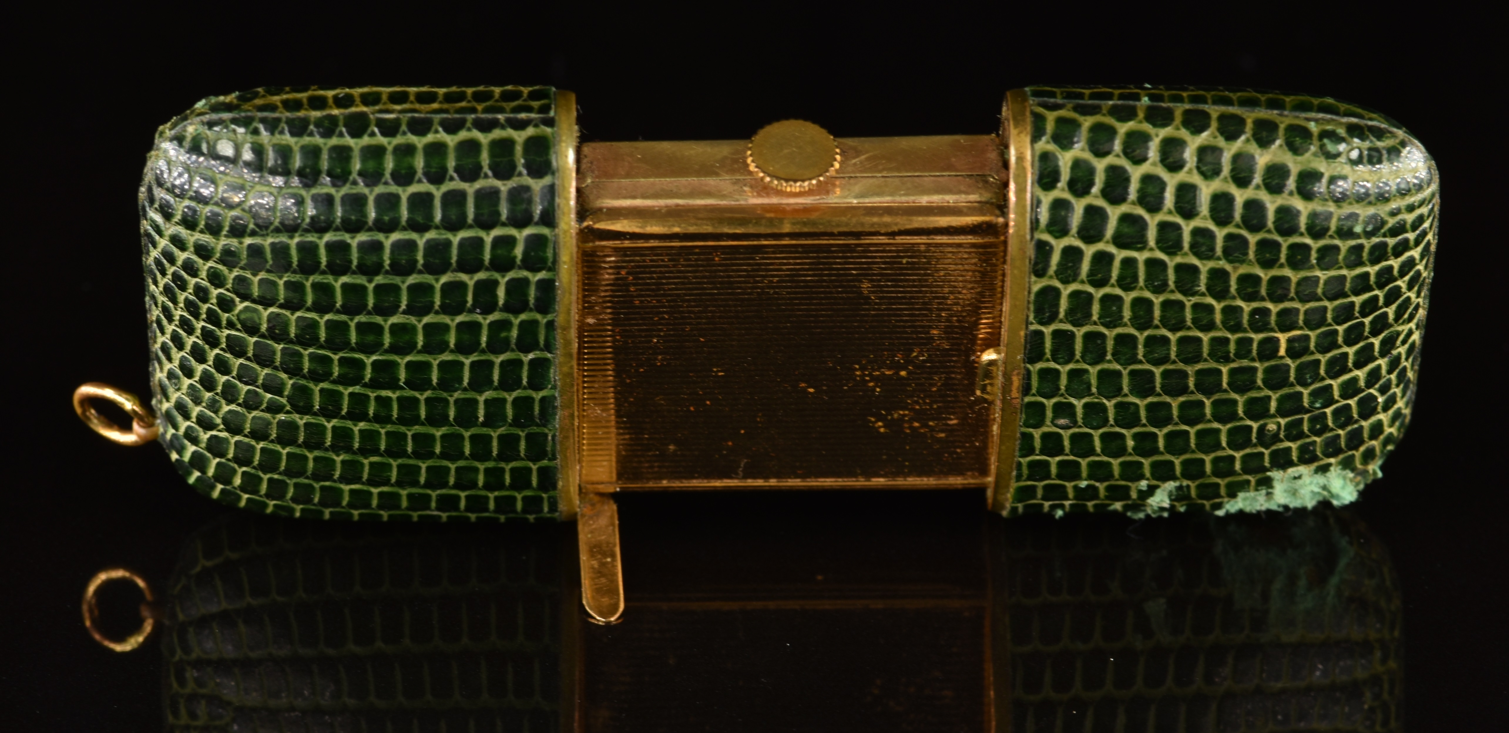 Laco purse watch with white luminous gold hands, gold hour markers ...