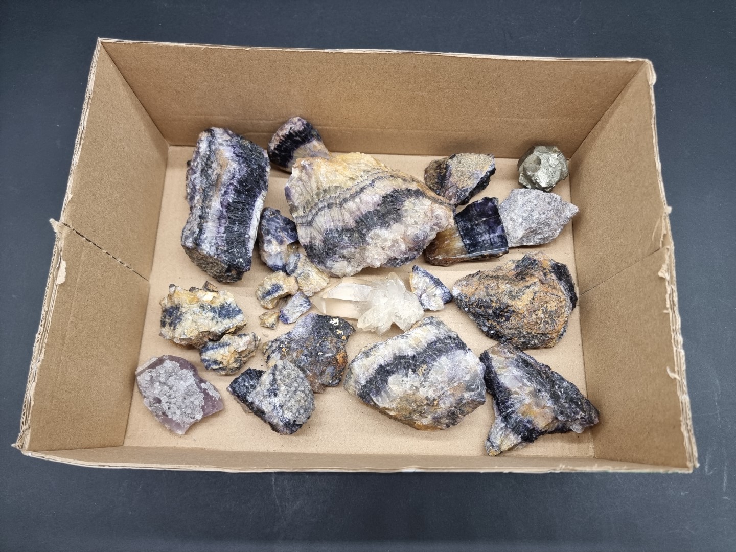 Natural History: a collection of Blue John, crystal specimens and related.