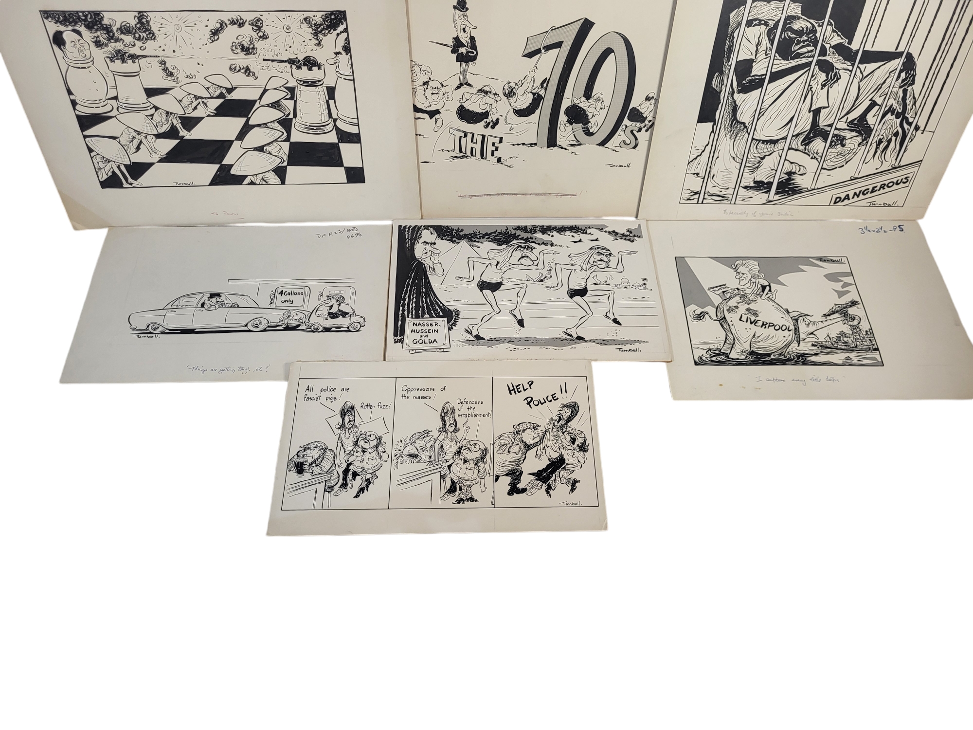 JIM TURNBULL, 1930 - 2005, A COLLECTION OF ORIGINAL PEN AND INK ...