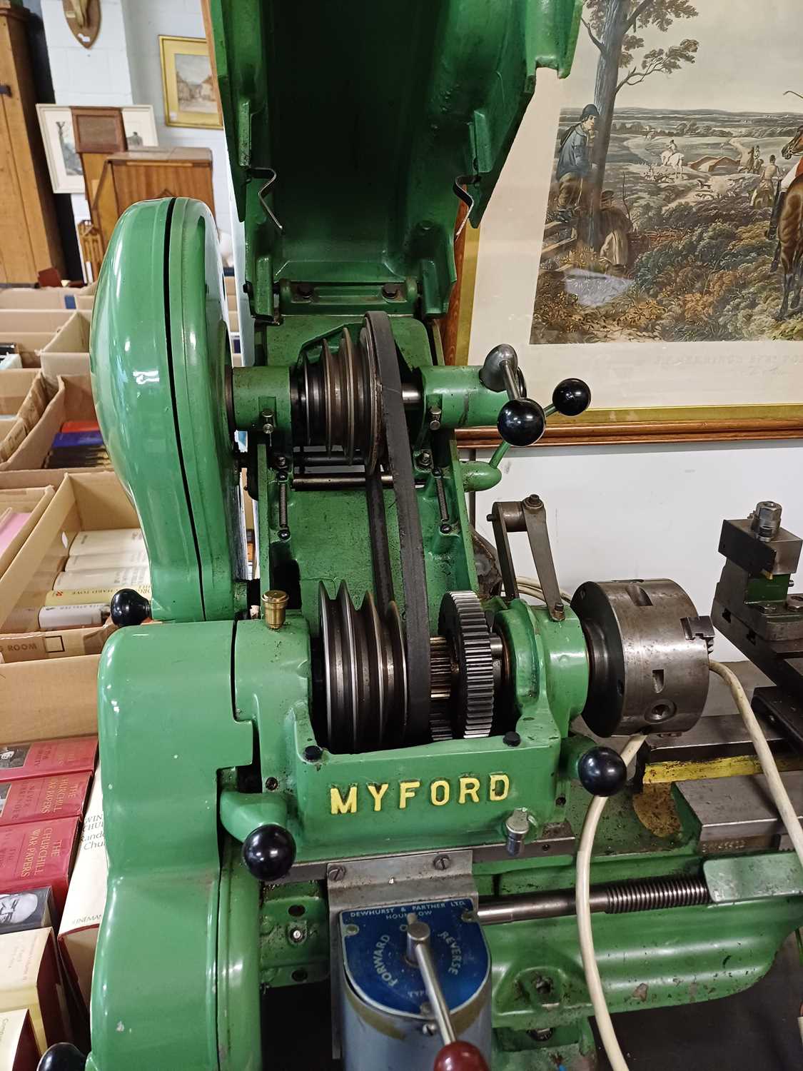 A Myford Super 7 Lathe, with a quantity of lathe attachments and ...