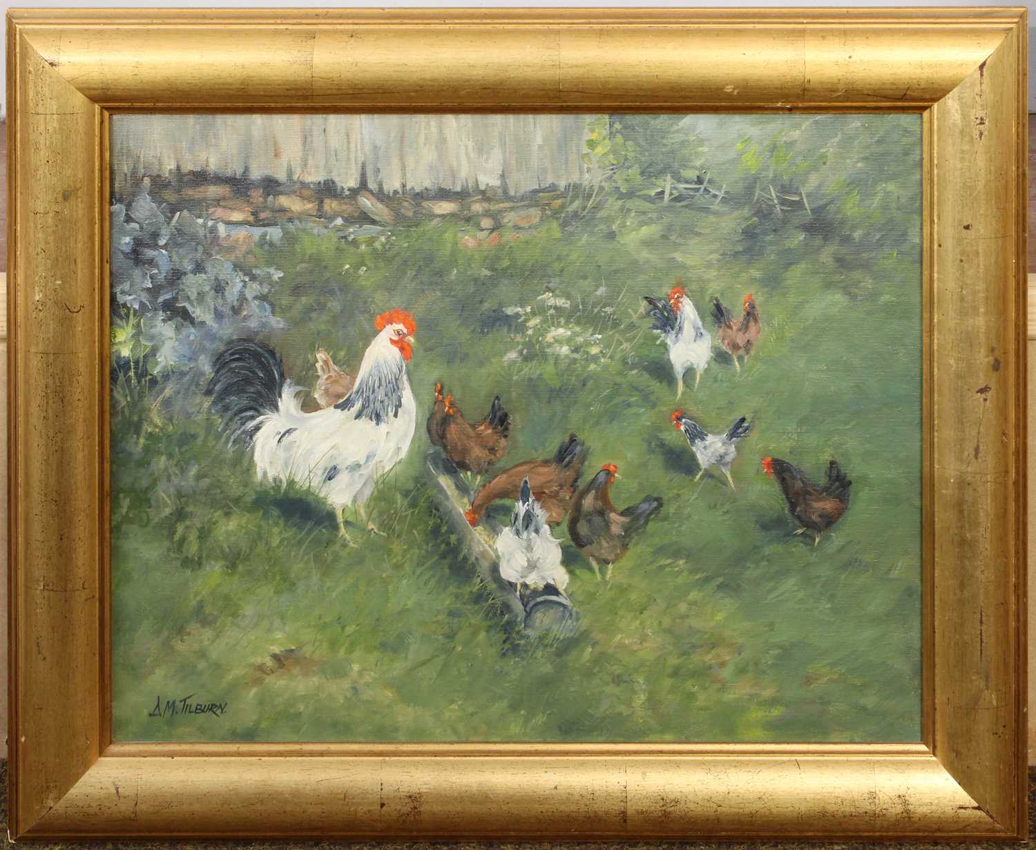 Dorothy M Tilburn (b. 1930) Betty's chicks Signed, oil on canvas board ...
