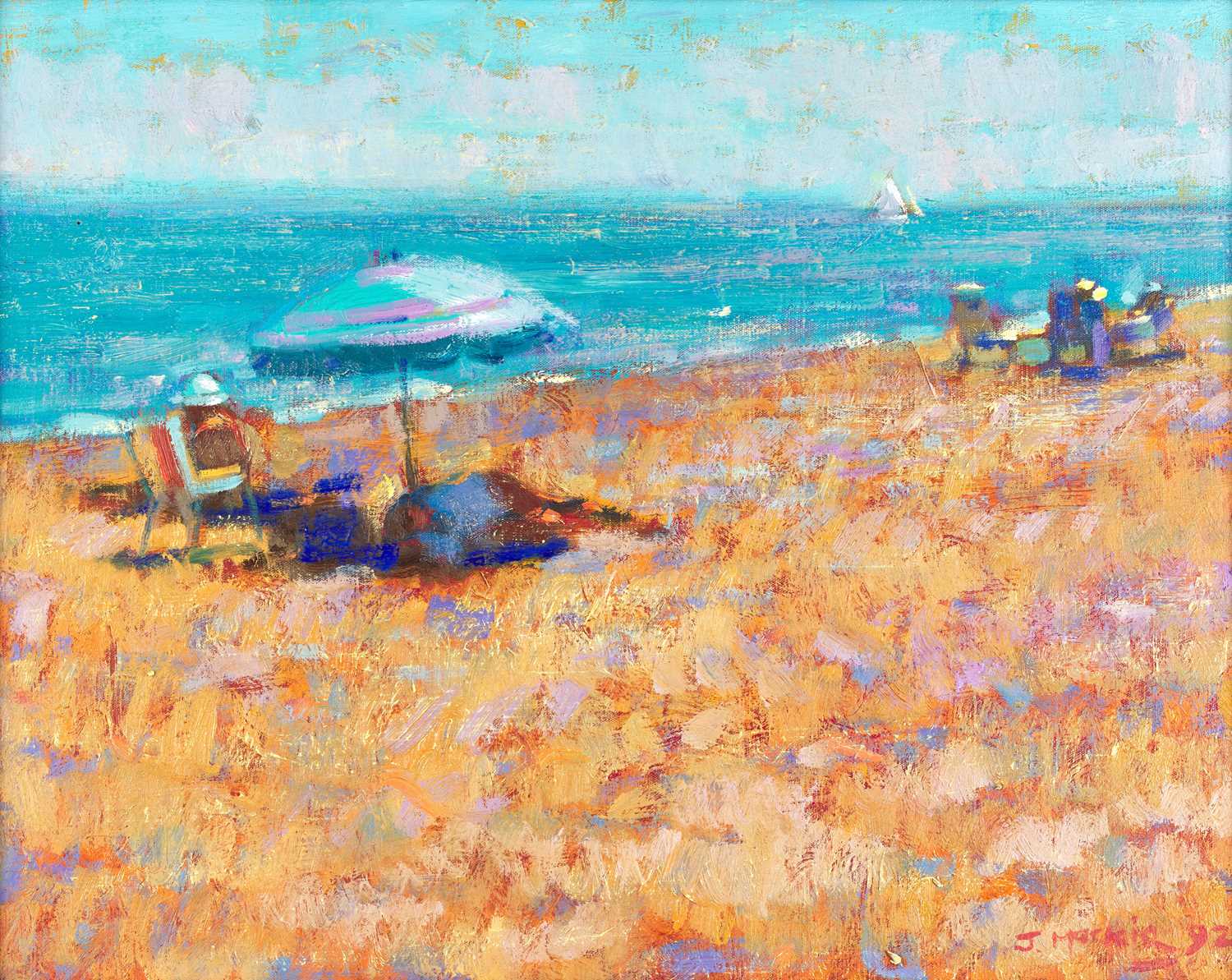 John Mackie (b.1953) "Beach at Sanary" Signed and dated (19)92, oil on ...
