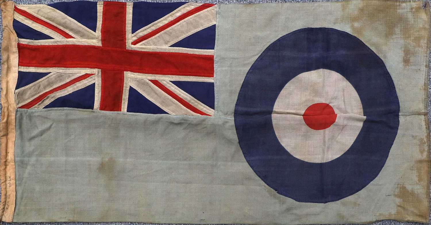 A Second World War RAF Ensign, of stitched linen panels showing the ...