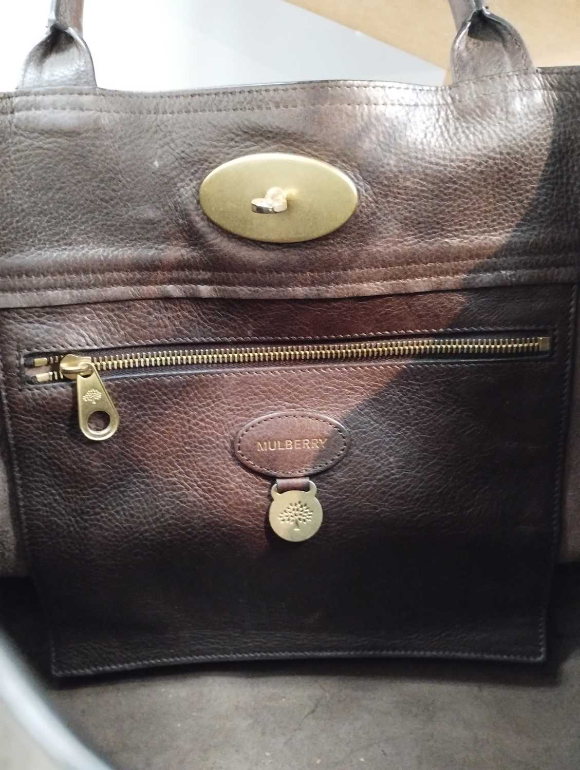 Mulberry Chocolate Brown Leather Bayswater Tote Bag, with brass ...