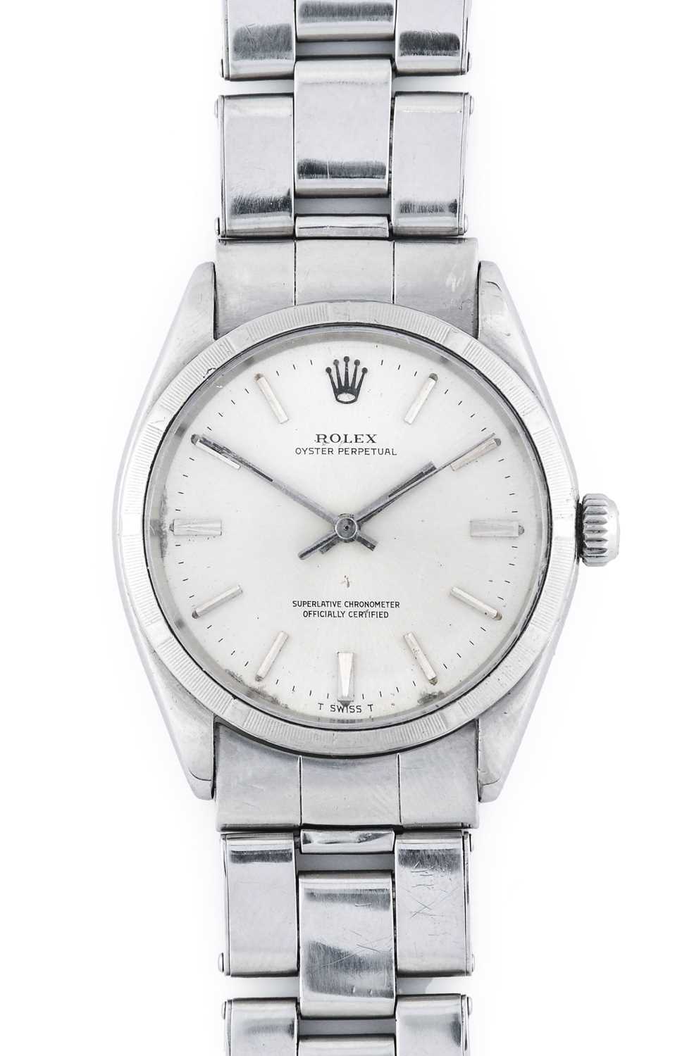 Rolex: A Stainless Steel Automatic Centre Seconds Wristwatch, signed ...