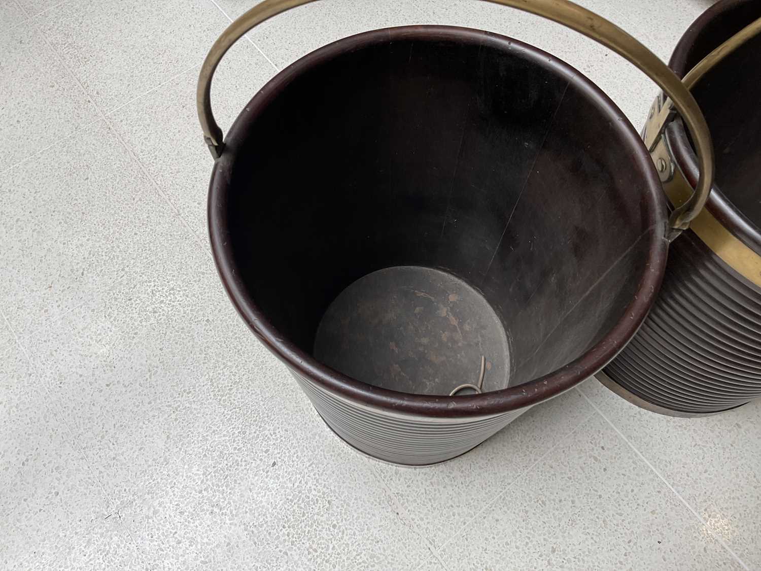 A Pair of George III-Style Mahogany and Brass-Bound Peat Buckets, of ...