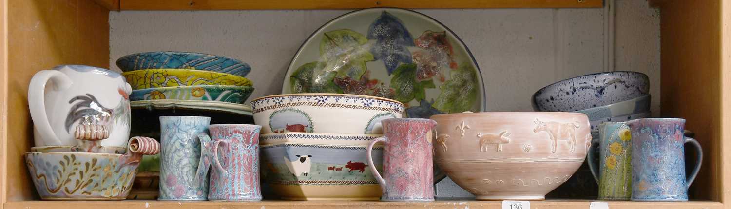 A Large Quantity of Assorted Studio Pottery, including: two John Calver ...