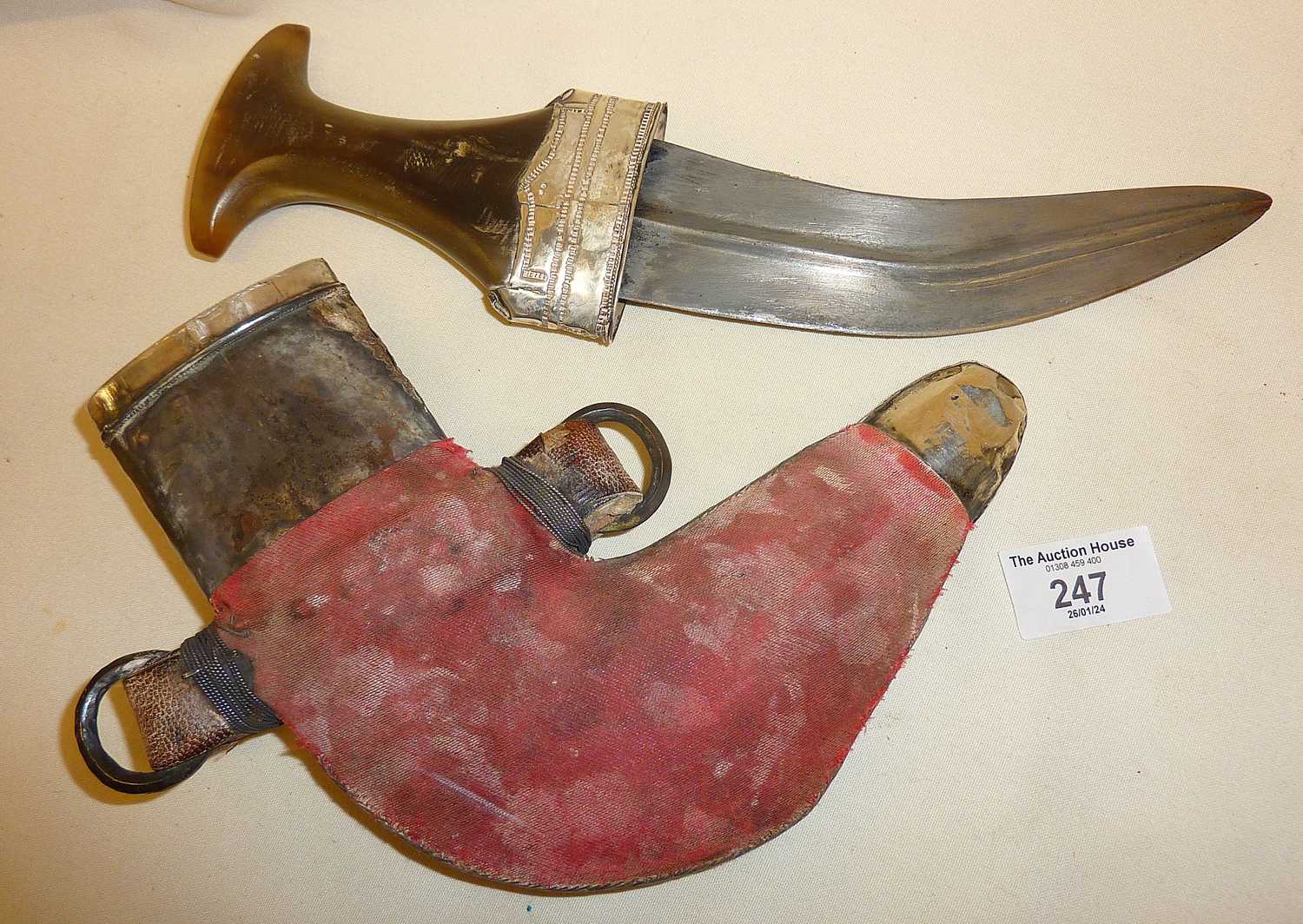 Tribal Art: Finely decorated silver clad Omani Jambiya knife with horn ...
