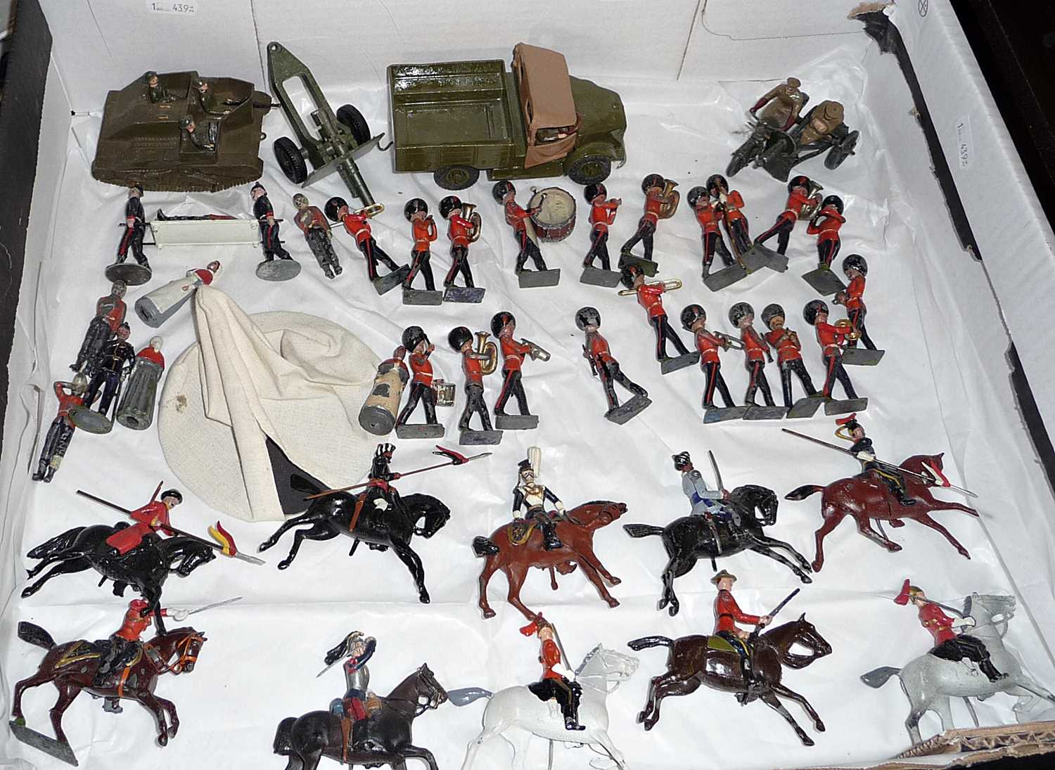Britains diecast army figures inc., Bren gun carrier, Beetle lorry and ...