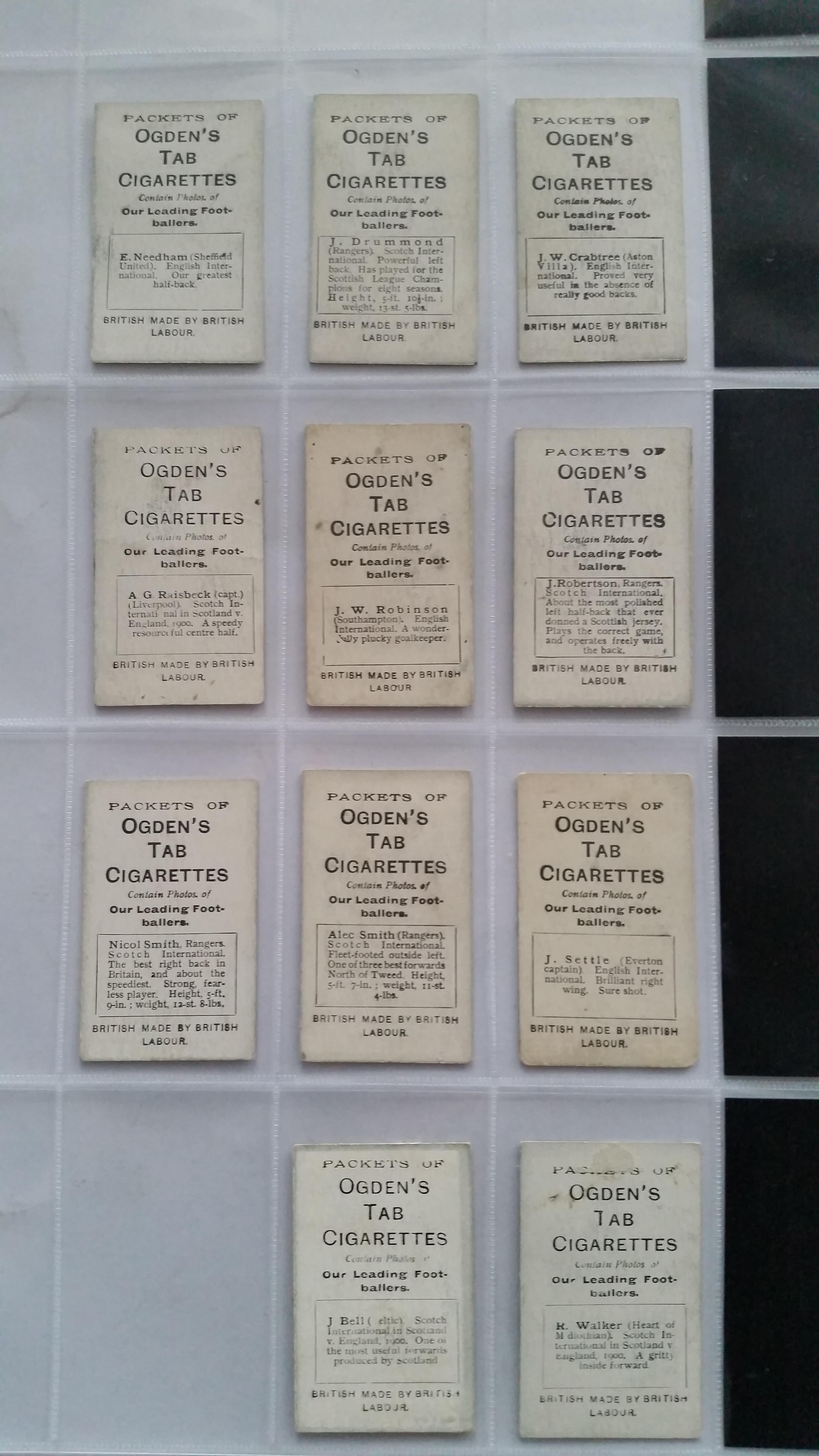 OGDENS, Tabs, Our Leading Footballers 1901, part set, inc. Ernest ...