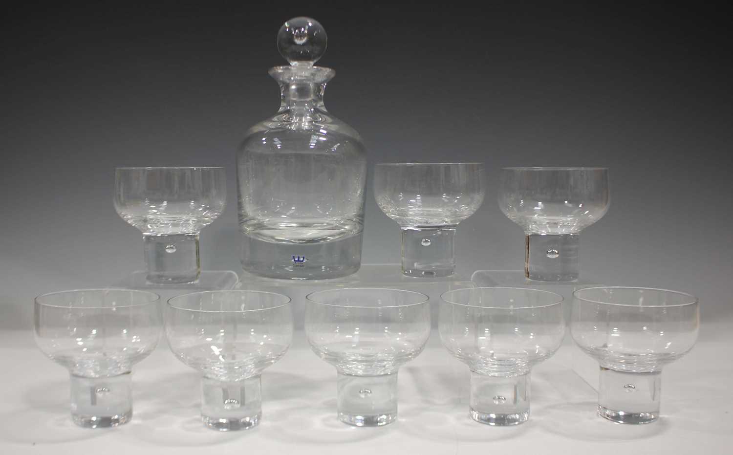 A Kosta glass Pippi decanter and stopper and eight matching glasses ...