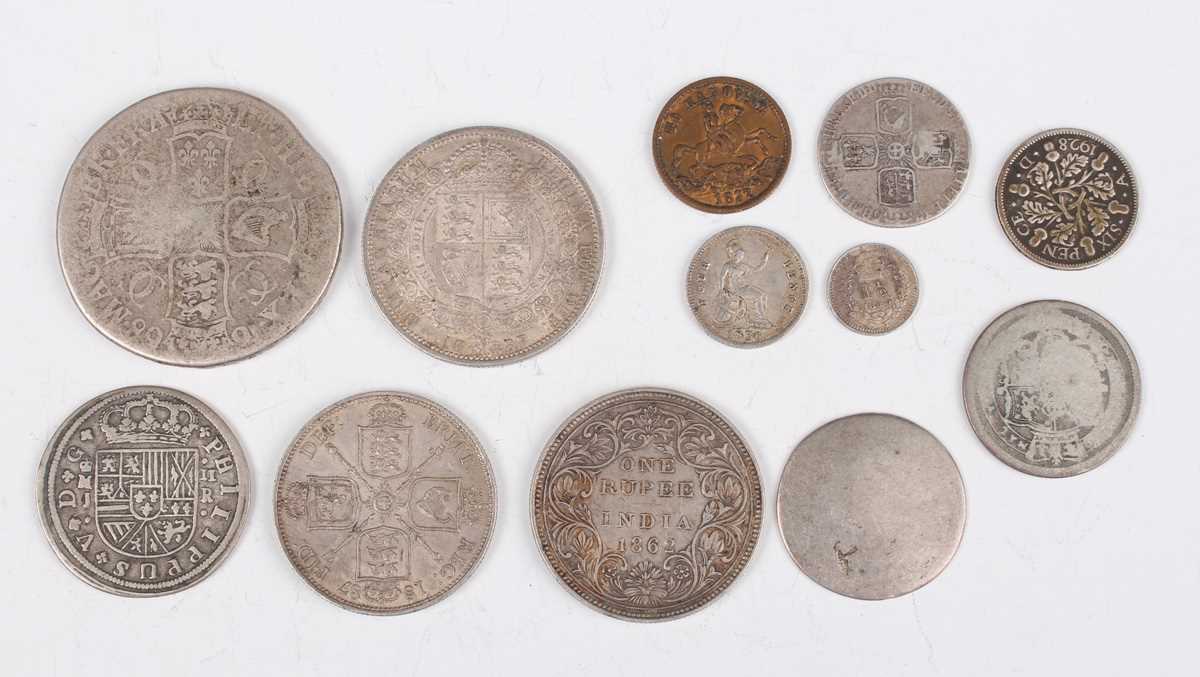 A small collection of British and world coinage, including a Charles II ...
