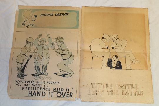 Two original Second War posters "Dr. Carrot, Whatever's In His Pockets ...