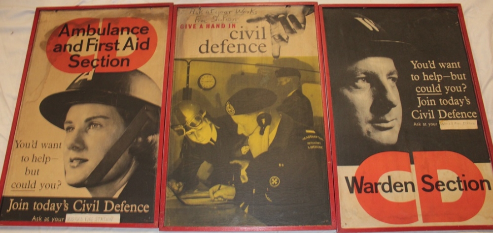 Three original Second War Civil Defence posters including "Ambulance ...