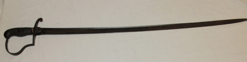 A 19th century German Cavalry sword with 33" curved single edged blade ...