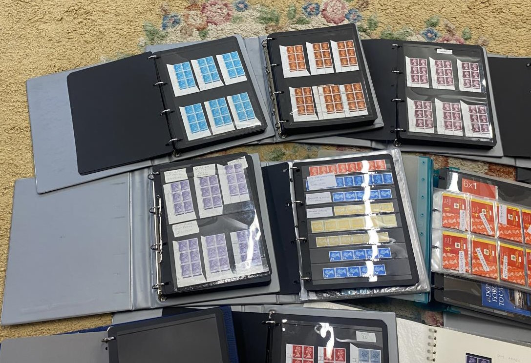 An outstanding collection of Machin stamps comprising 17 albums, 2 ...