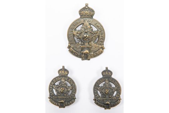 WWI CEF 2nd Overseas Skilled Railway Employees cap badge, and a pair of ...