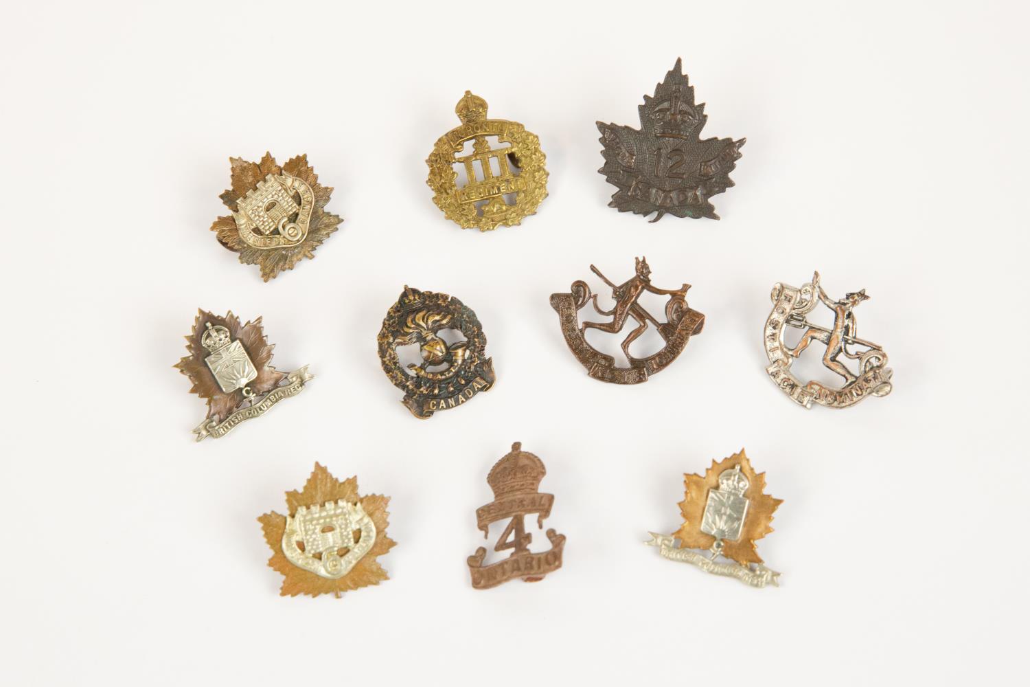 10 CEF Infantry collar badges: 3rd, 4th, 6th (pair), 7th (officers bi ...