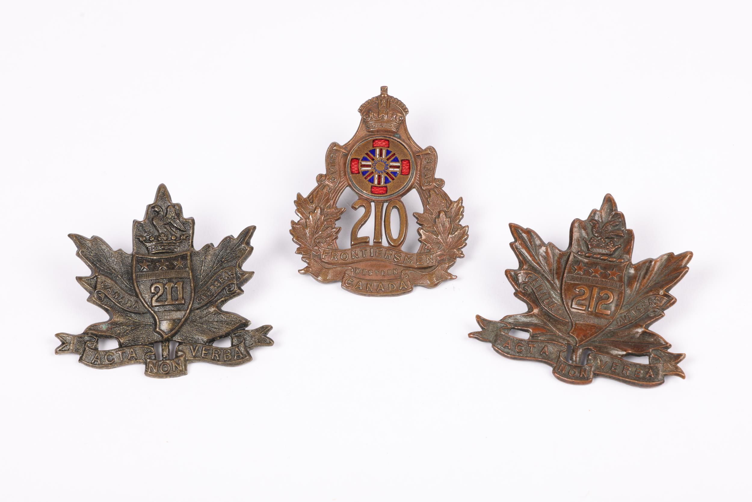 3 WWI CEF Infantry cap badges: 210th by Creigton's, 211th; and 212th by ...