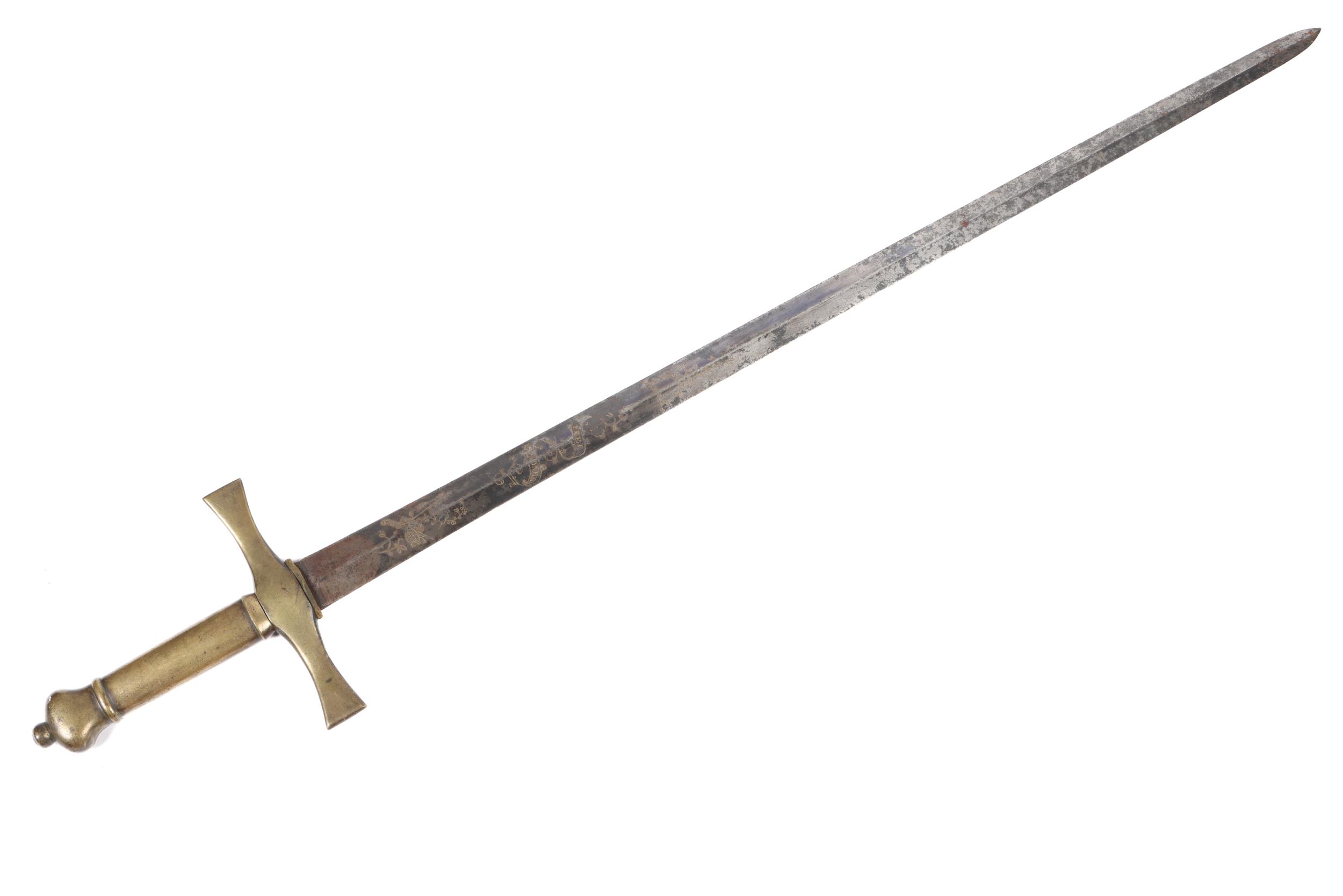 An early 19th century Society sword, tapered double edged blade 31 ...