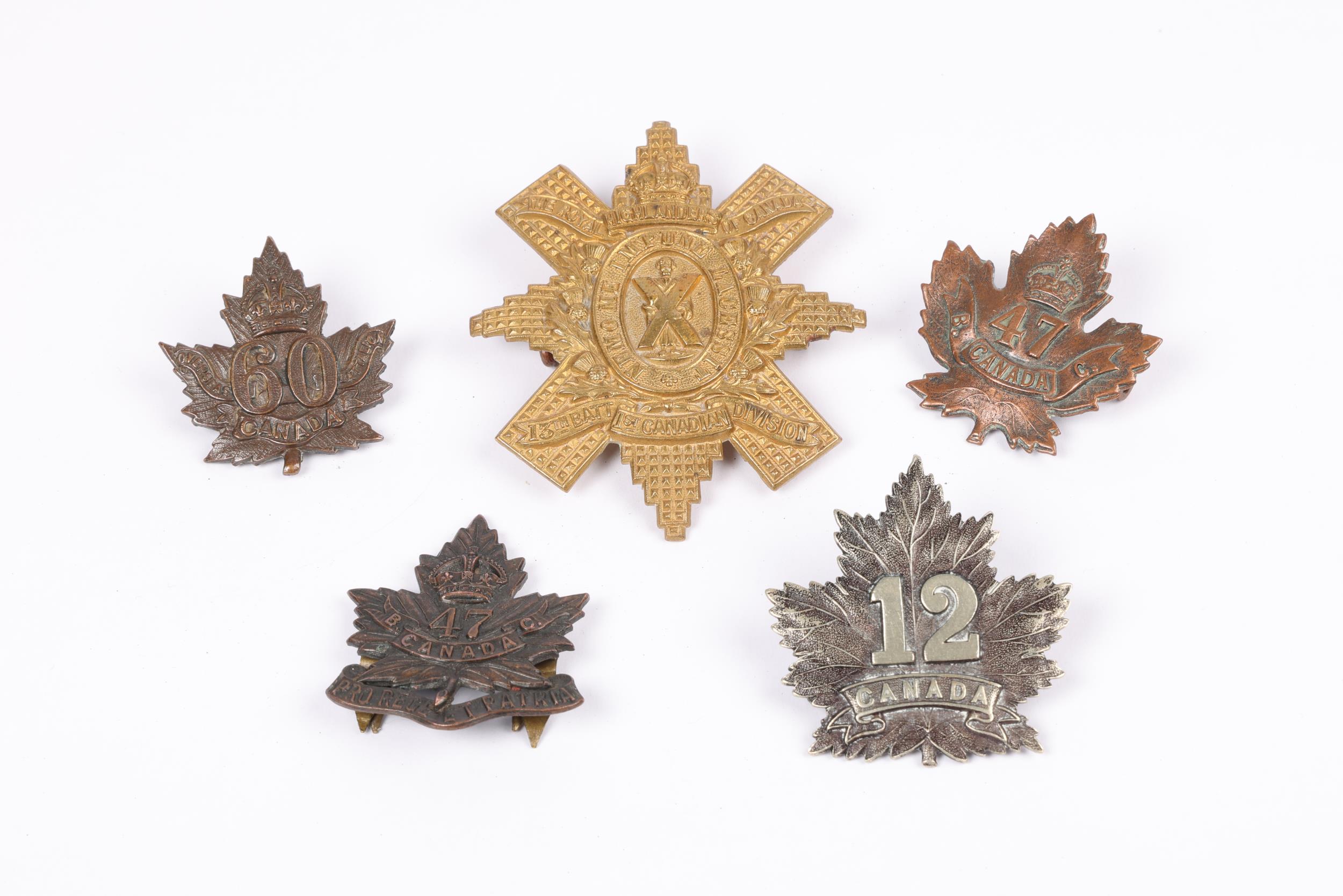 5 WWI CEF Infantry cap badges: 12th, blackened white metal by Dingley ...