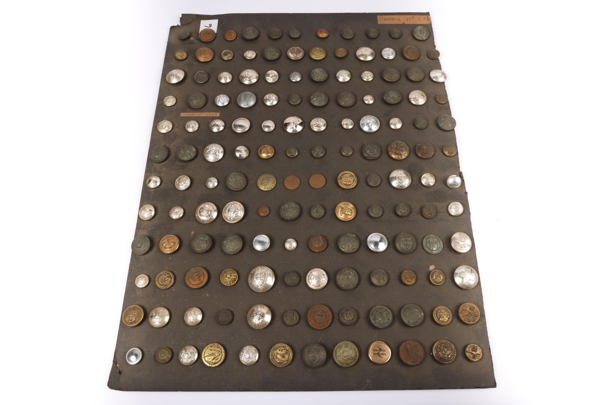 A button manufacturer's sample card, c 1960s comprising 143 large and ...
