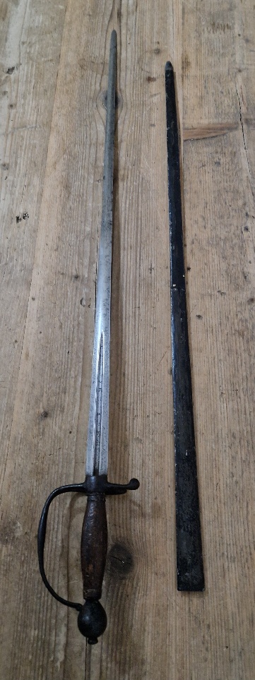 A 17th century sword with double edged blade having latin inscription ...