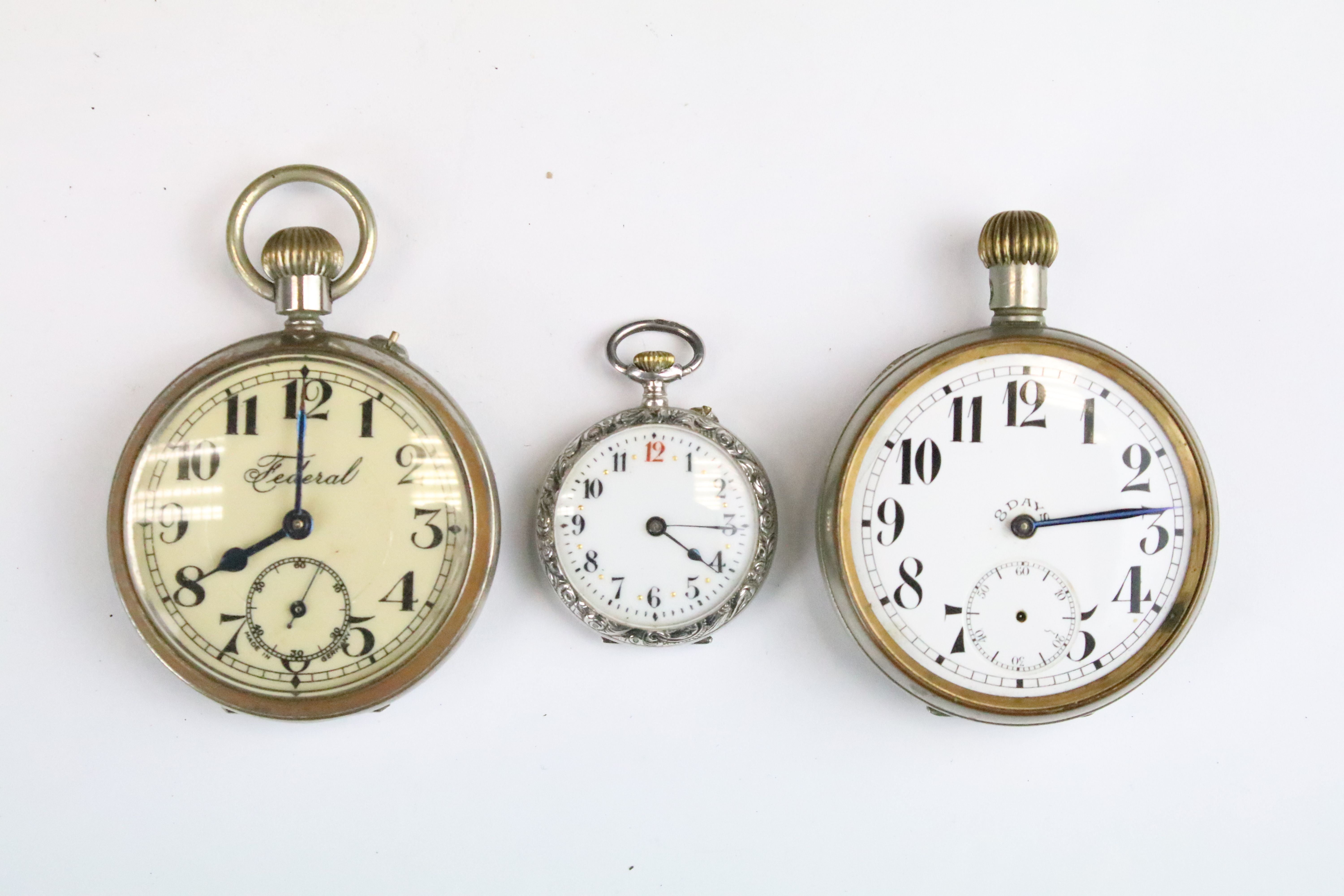 A collection of four vintage pocket watches to include Sekonda and ...