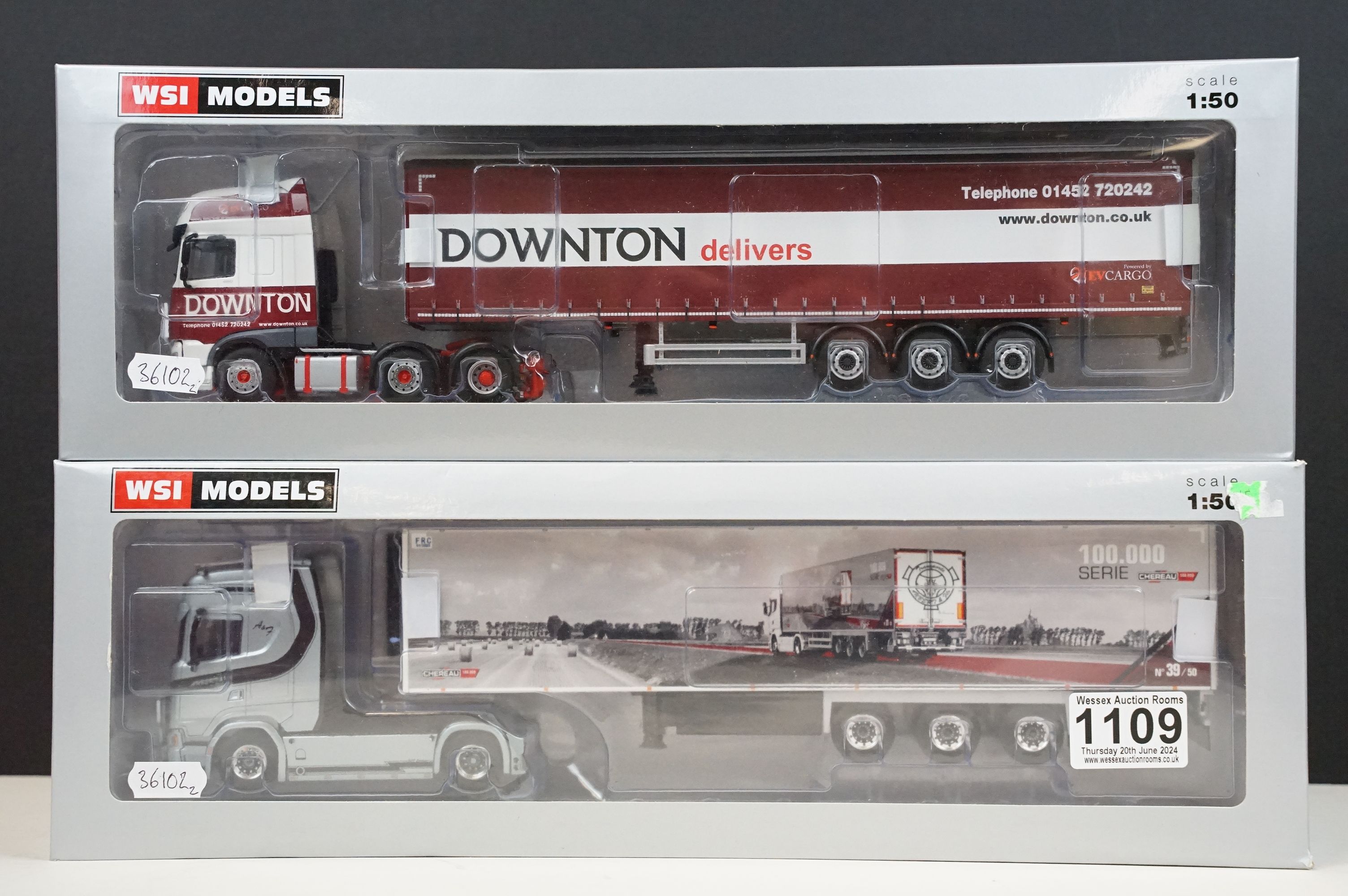 Two boxed 1/50 scale WSI Models heavy haulage diecast models to include ...
