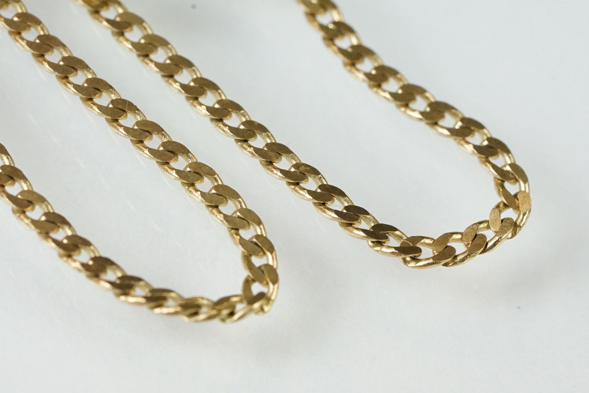 9ct gold flat link necklace chain with spring ring clasp. Hallmarked ...